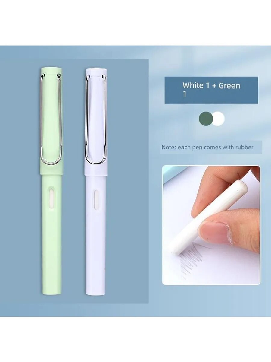 Вечный карандаш HB (Белый + Зеленый стержень)