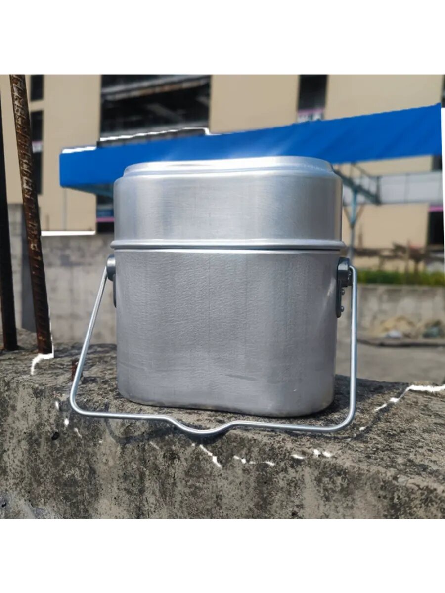 Серебристый армейский ланчбокс 1.8л, без краски