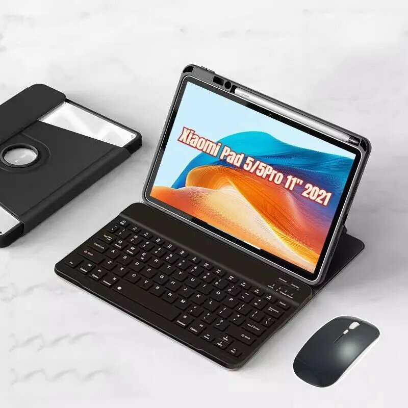 Вращающийся на 360 чехол-клавиатура для Xiaomi Pad 5/5 Pro 11 2021 с мышью