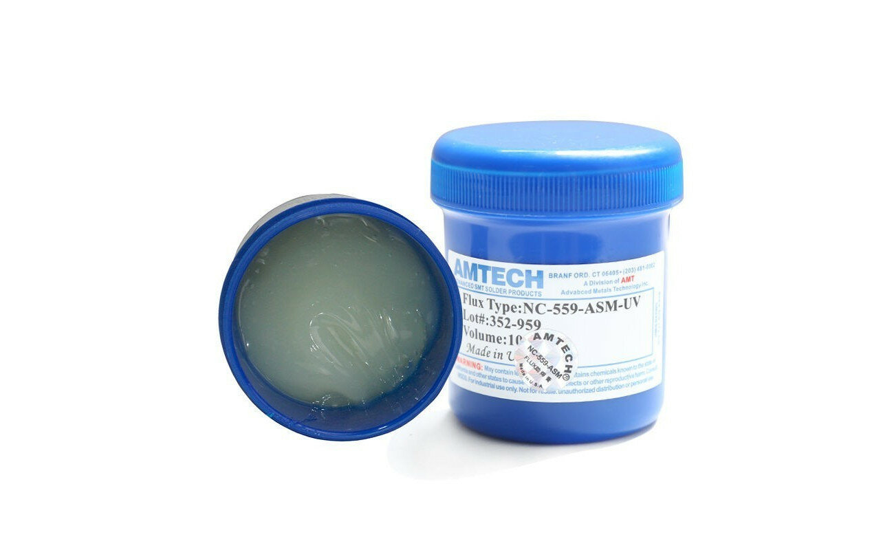 Флюс для пайки Amtech NC-559-ASM (100 г банка, среднеактивный, безотмывочный)