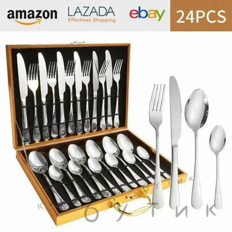 Набор столовых приборов 24 предм. серебристый