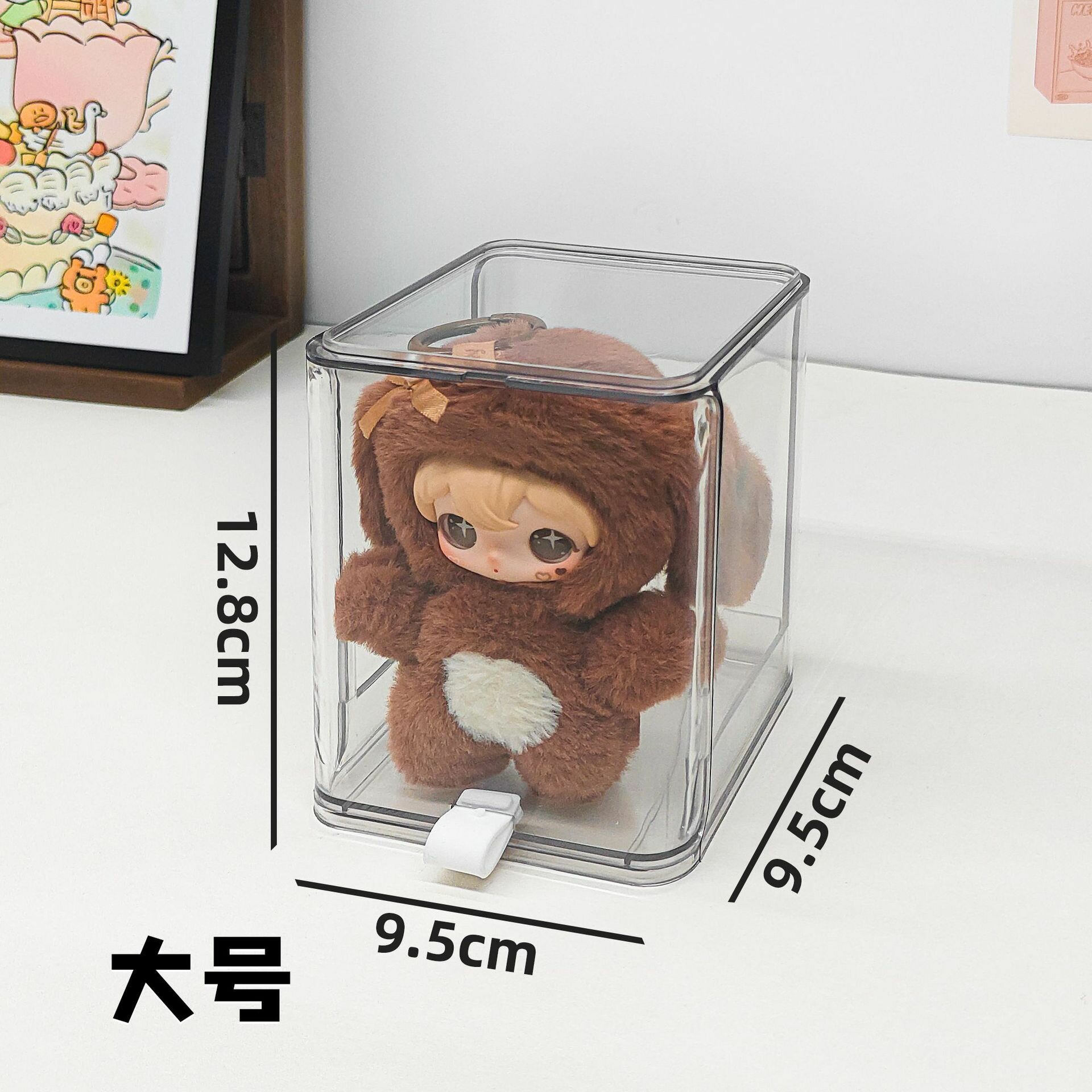 Пластиковая витрина для плюшевых игрушек, прозрачная пылезащитная коробка, индивидуальная витрина для фигурок, выдвижная коробка для хранения