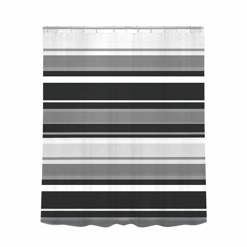 Штора для ванной 180x180 см PEVA цвет белый/черный