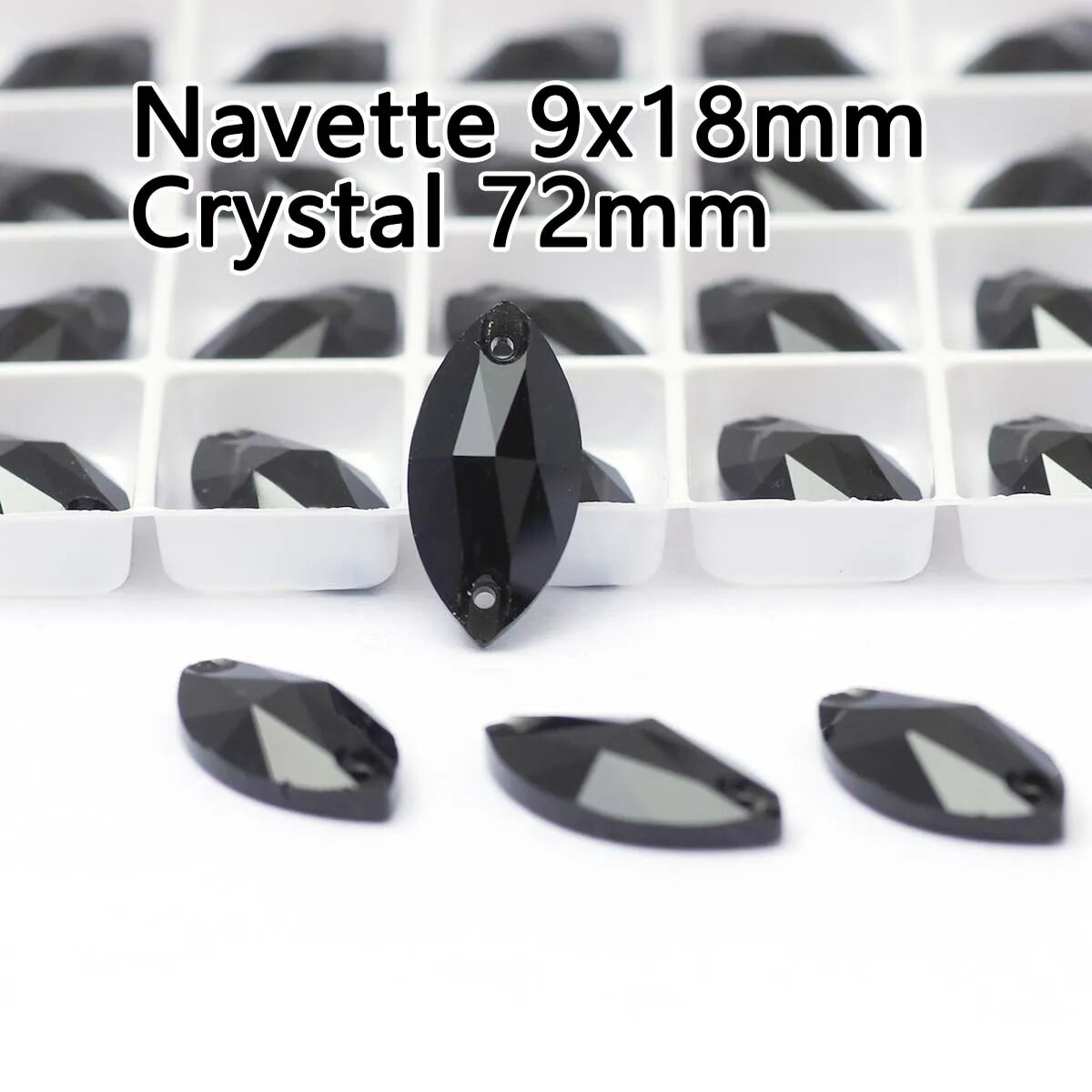 Хрустальные стразы Black K9 для рукоделия Navette 9x18mm72pcs