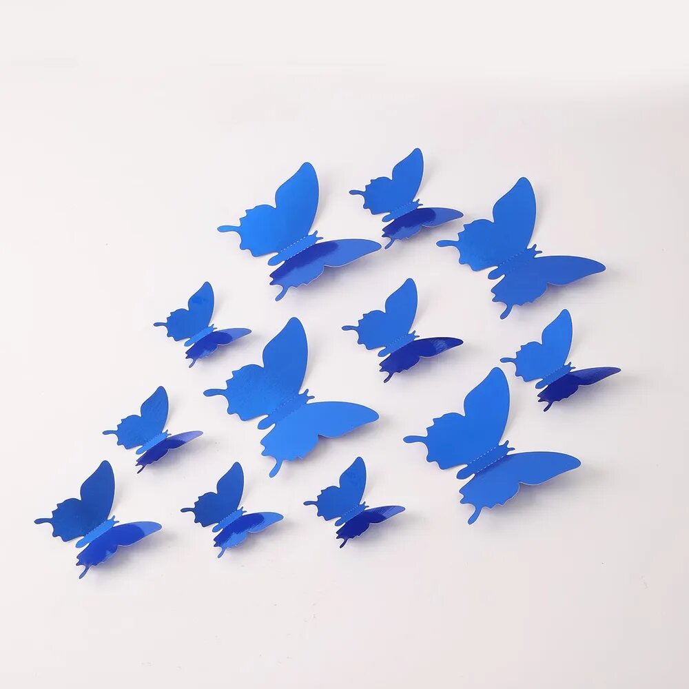 Наклейка на стену 3D Бабочка, ПВХ, для внутреннего и наружного декора 12 шт.