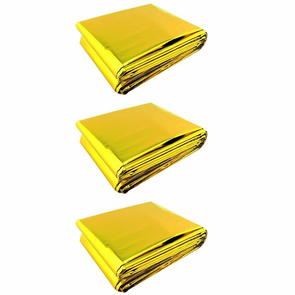 Двусторонние термоодеяла из алюминиевой фольги 6 штук, золотисто-серебристые, для использования на улице