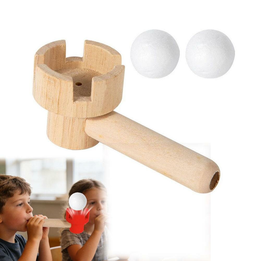 Набор из 2 плавающих мячиков GEKUPEM: увлекательная игра, демонстрирующая закон Бернулли, красочная игрушка-шарик с деревянной основой для детей и взрослых.