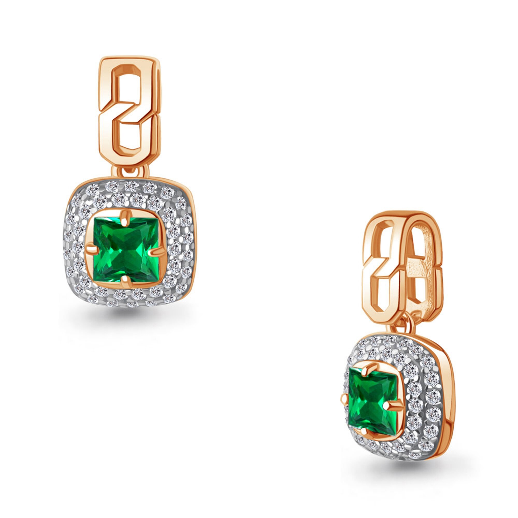 Подвеска, серебро, 925 проба, золочение, фианит, изумруд синтетический