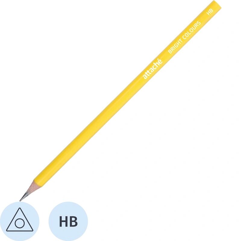 Карандаш чернографитный трехгр, Attache Bright colors, HB, желтый корпус
