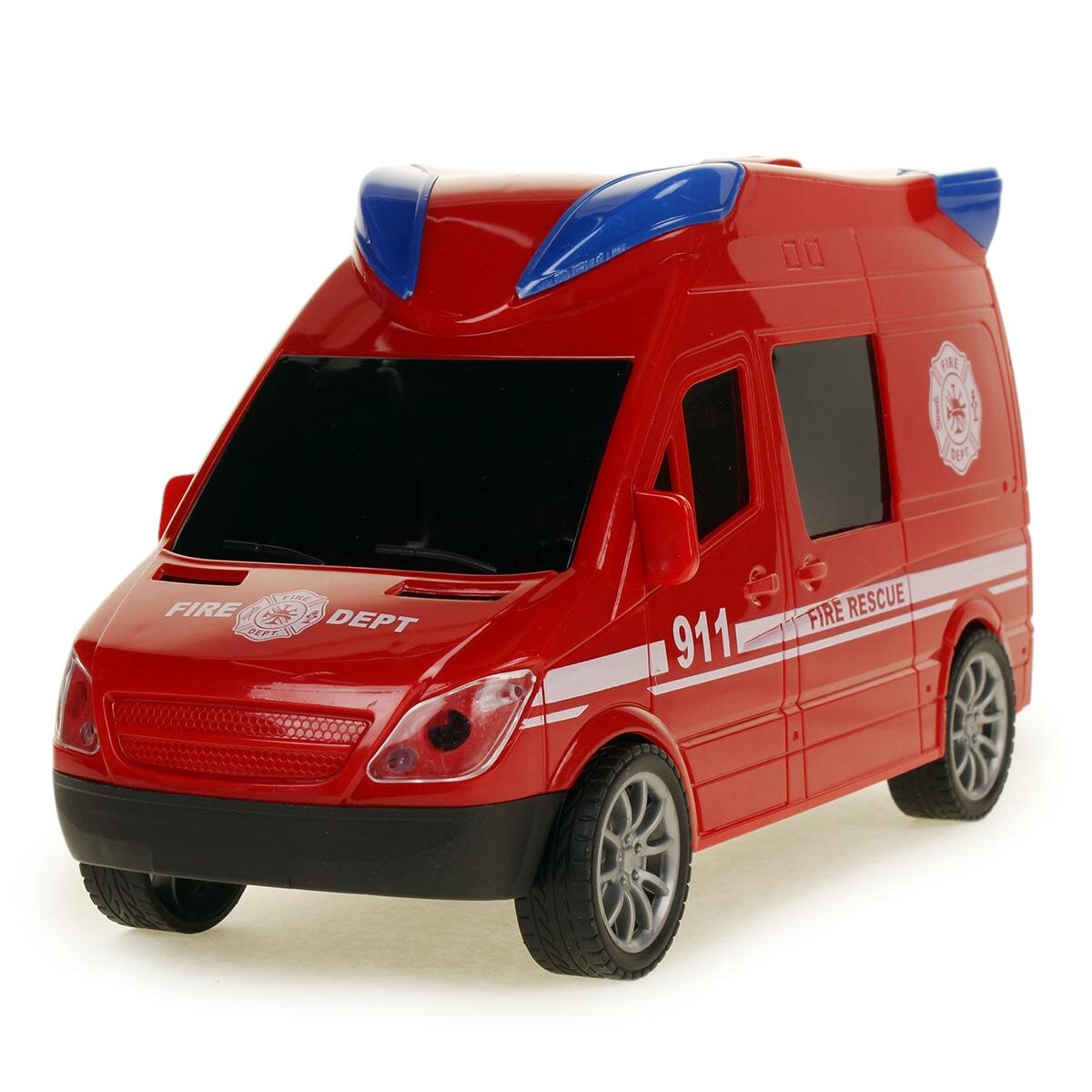 Машина инерционная пожарная служба, 21 см, ярко-красная с детализацией, пластиковый корпус