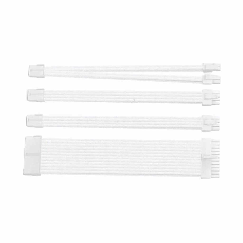 Гибкий кабель питания 18AWG, комплект переходников 24Pin/4+4 CPU/6+2Pin PCIE, 30 см, Все белое