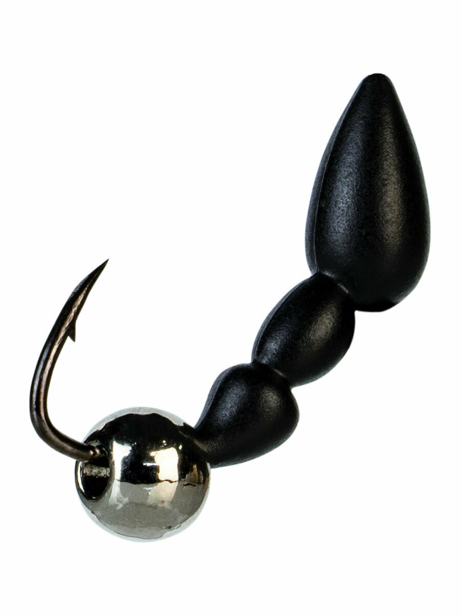 Мормышка безнасадочная (безмотылка) для летней и зимней рыбалки Муравей-жнец "Левша-НН", 0,68г, латунный шар серебро, крючок №4, чёрный / 3 шт.