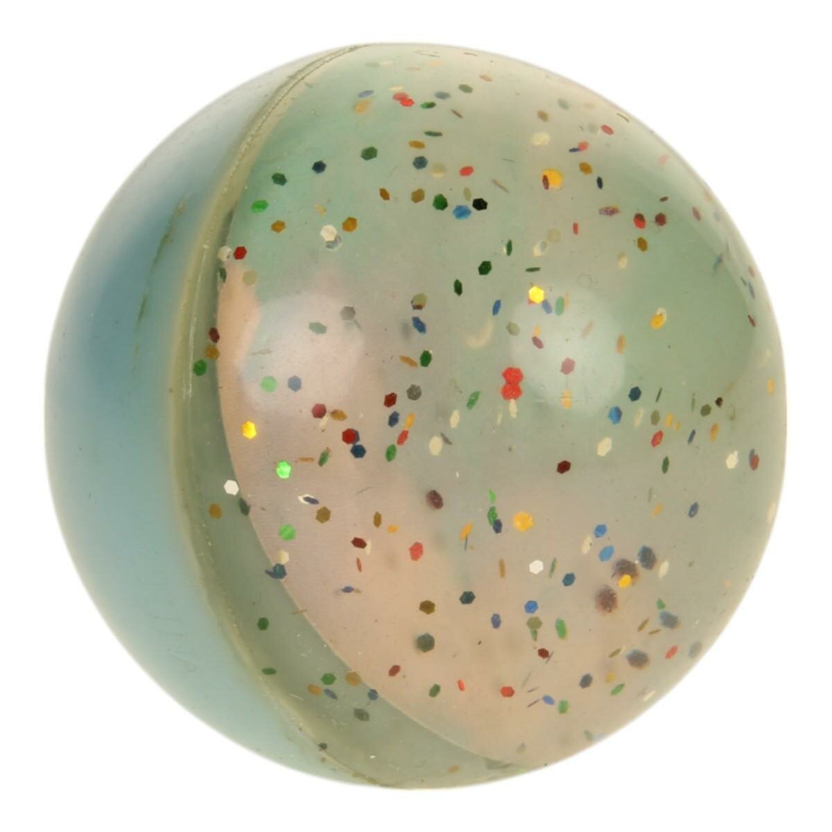 Мячик попрыгунчик каучуковый 60 мм, с блестками, разноцветный принт – радужное настроение