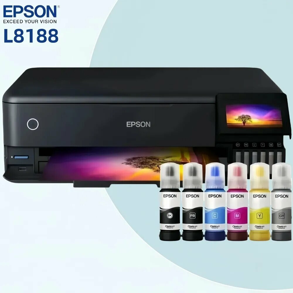 Epson МФУ Струйное L8188/L8180, СНПЧ, A3, цветн, USB, Wi-Fi, черный