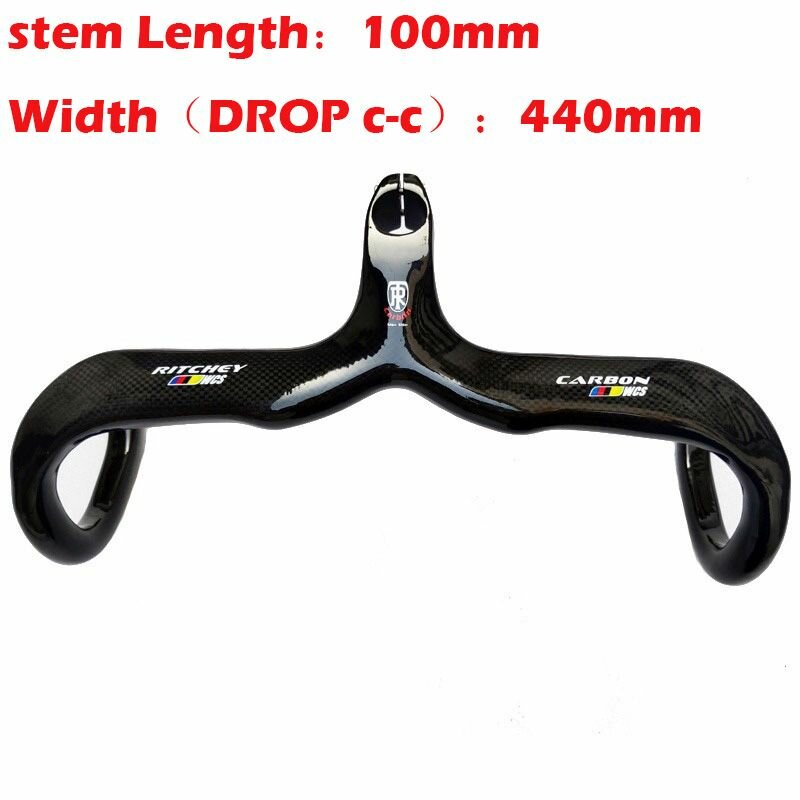 RITCHEY WCS 3K Глянцевый полностью карбоновый интегрированный руль для шоссейного велосипеда, изогнутые рули