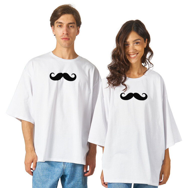 Футболка белая оверсайз «с усами 2016 y2k стиль вайб 2016 одежда 2k16 усы»
