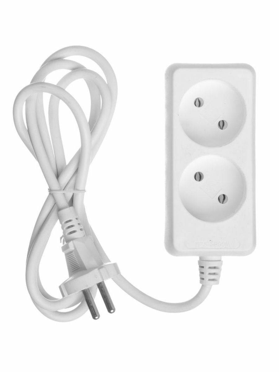 Удлинитель 2-мест 1,5м ПВС 2*0,75 белый IEK