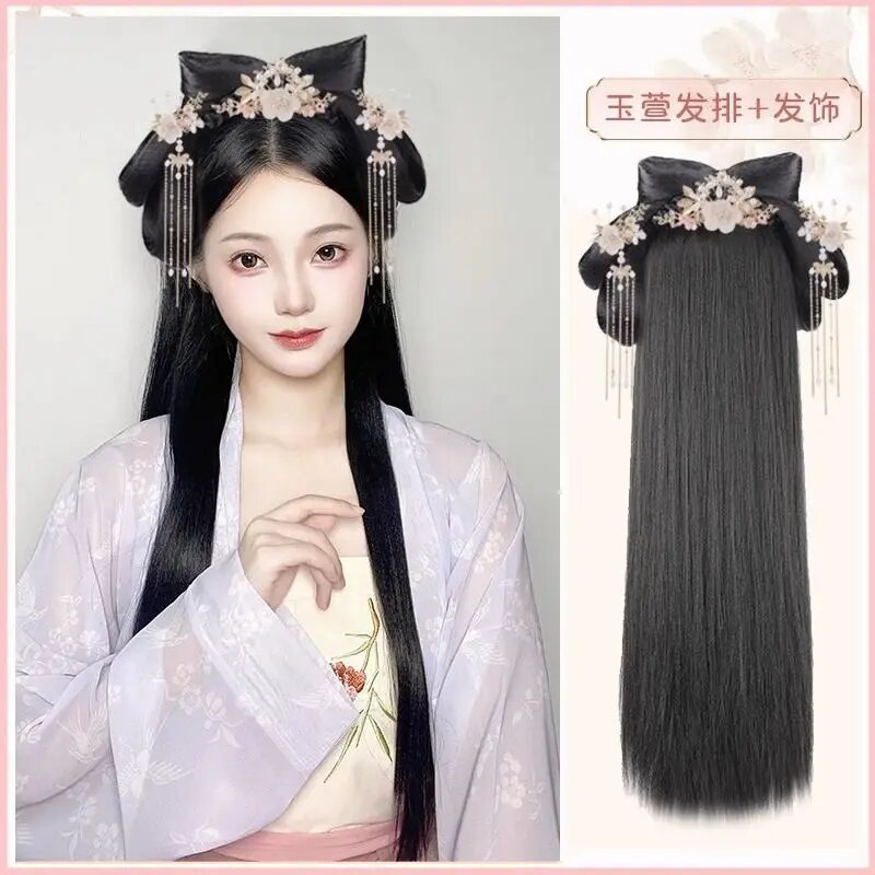 Женский черный ханьфу парик as picture