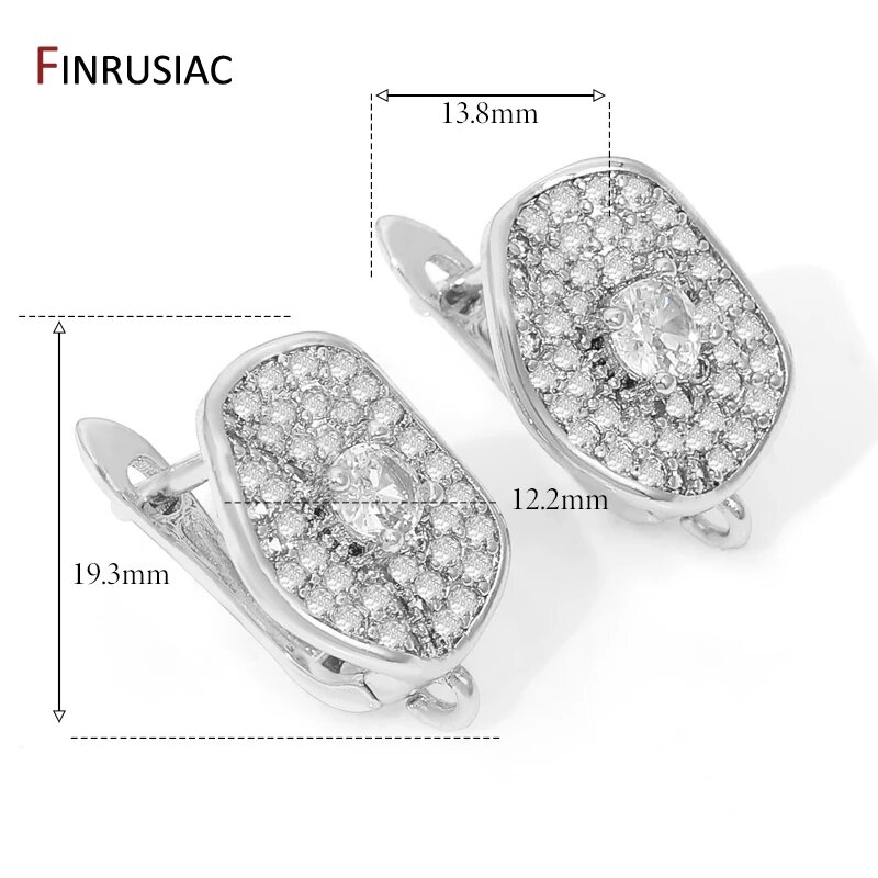 Крючковые серьги FINRUSIAC, Rhodium Plated, 19.3x13.8 мм