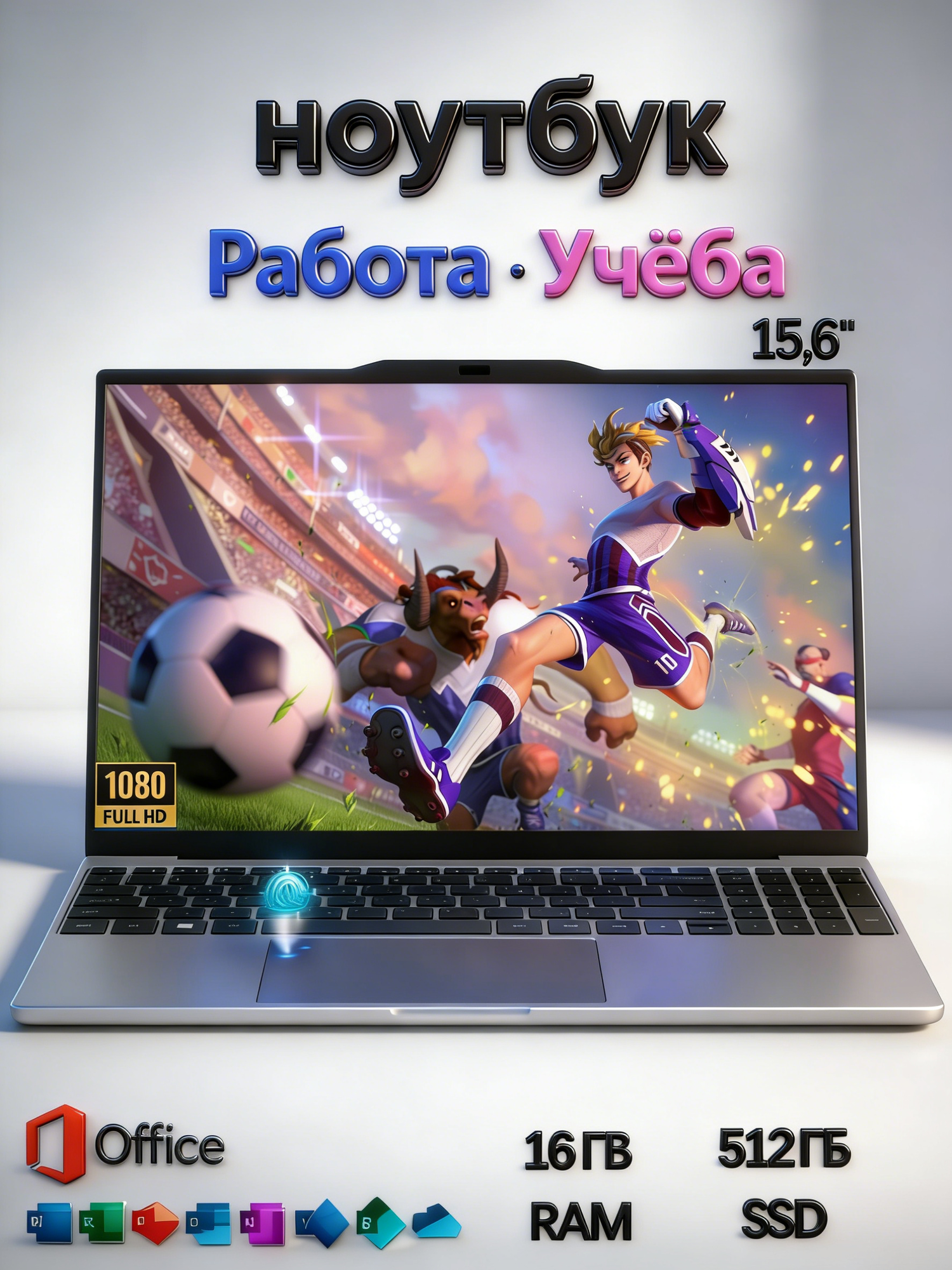 Ноутбук для работы и учебы 15.6" 1920x1080 IPS, Intel Pentium Gold 6500Y ,16GB RAM SSD 512GB , Windows 11 Pro