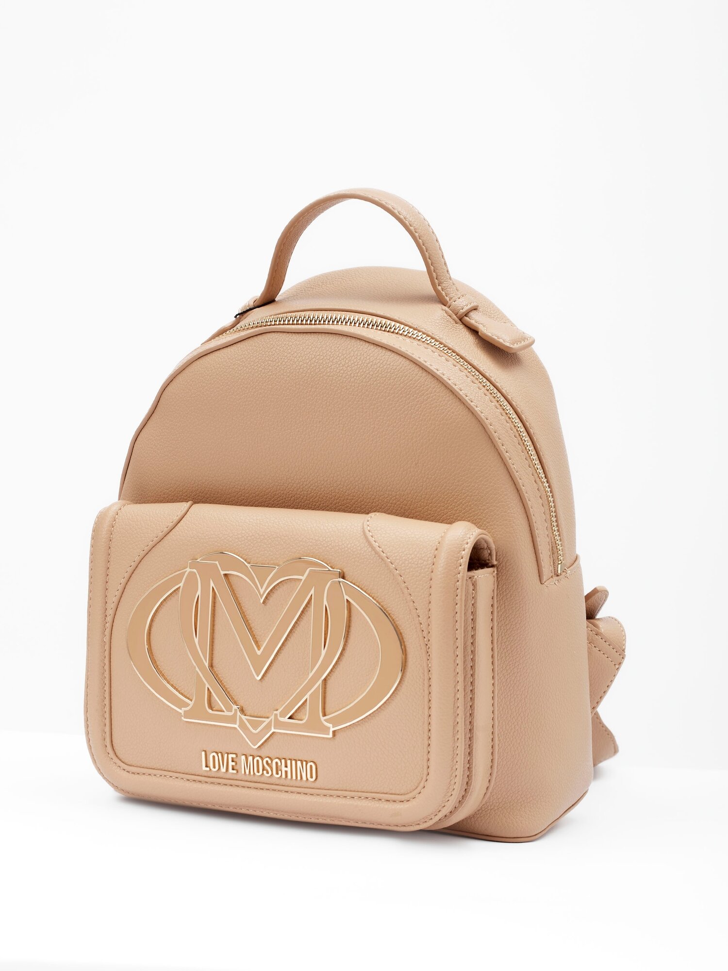 Рюкзак Love Moschino с клапаном и лого бежевый