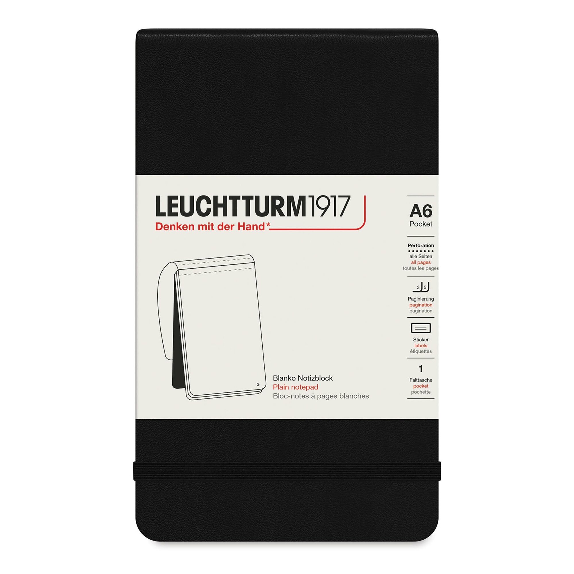 Записная книжка A6, 92 листа, нелинованная "Portrait Pocket", твердая обложка, черный, Leuchtturm1917