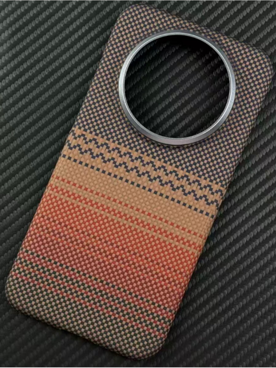 Карбоновый чехол Carbon Shield для Huawei Mate 80 Pro Max Metal Frame с Magsafe Sunset Orange