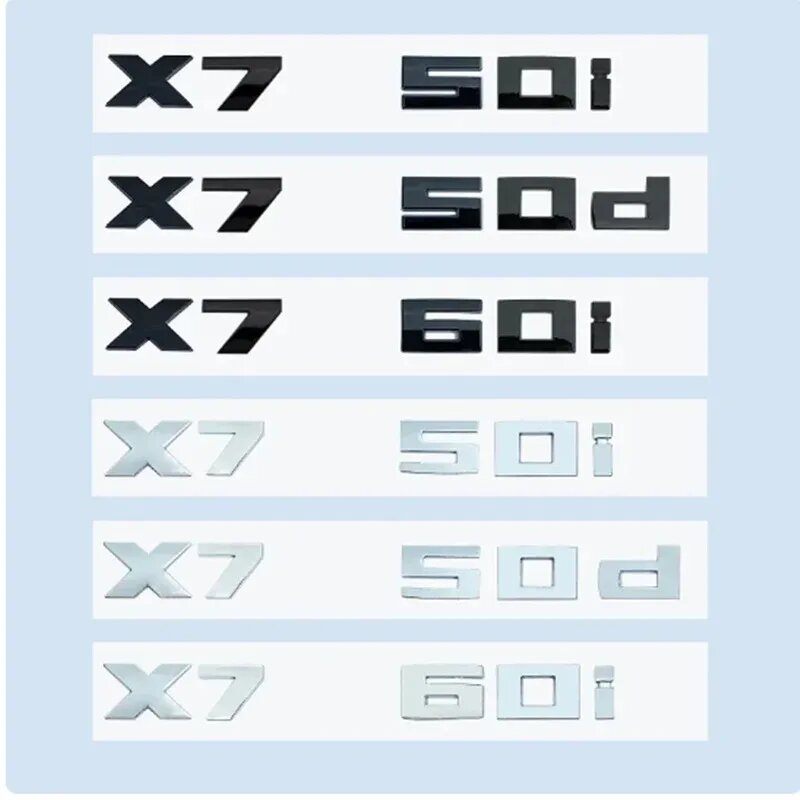 Эмблема ABS «Хромированный черный» с 3D-цифрами M X7M50i X7M50d X7M60i X7 M50i glossy black, X7M60i