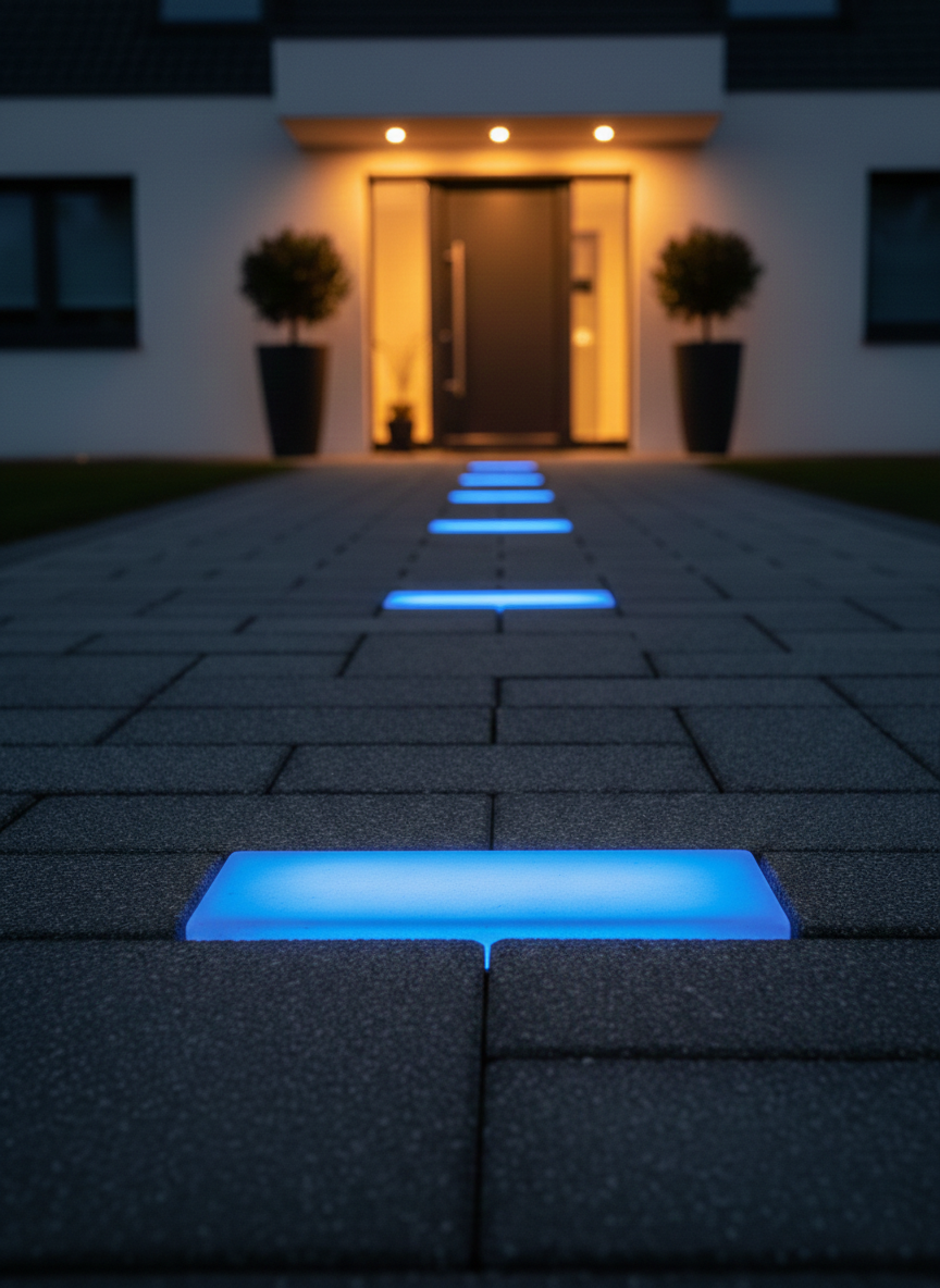 Светящаяся тротуарная плитка RGB LED 12В для уличного и ландшафтного освещения 20*10 см