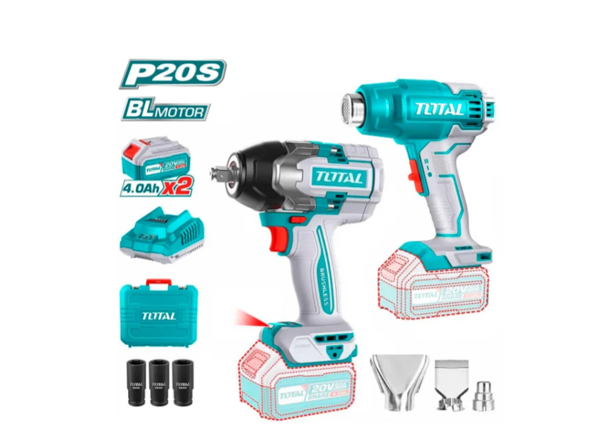 Набор электроинструментов Total TOSLI240489 (гайковерт, фен, 2 АКБ, кейс)