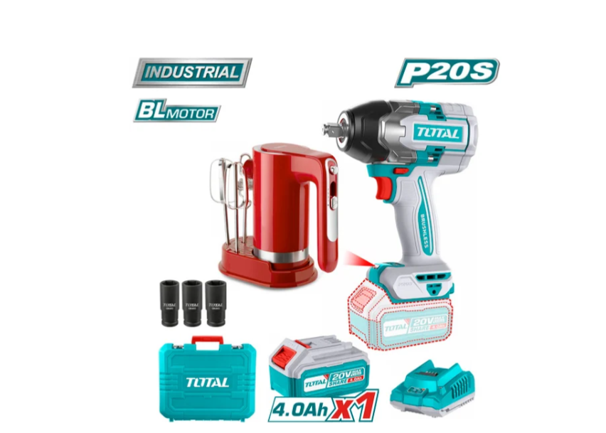 Набор электроинструментов Total TOSLI240313 (гайковерт, миксер, 1 АКБ, кейс)