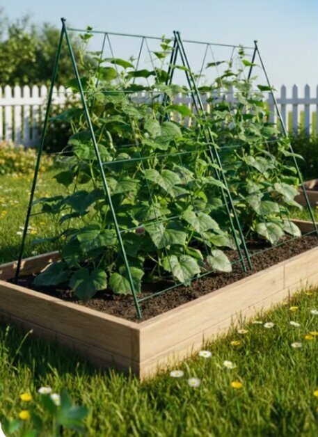 Шпалера для огурцов и вьющихся растений, металлическая,4 секции 86х60см каждая