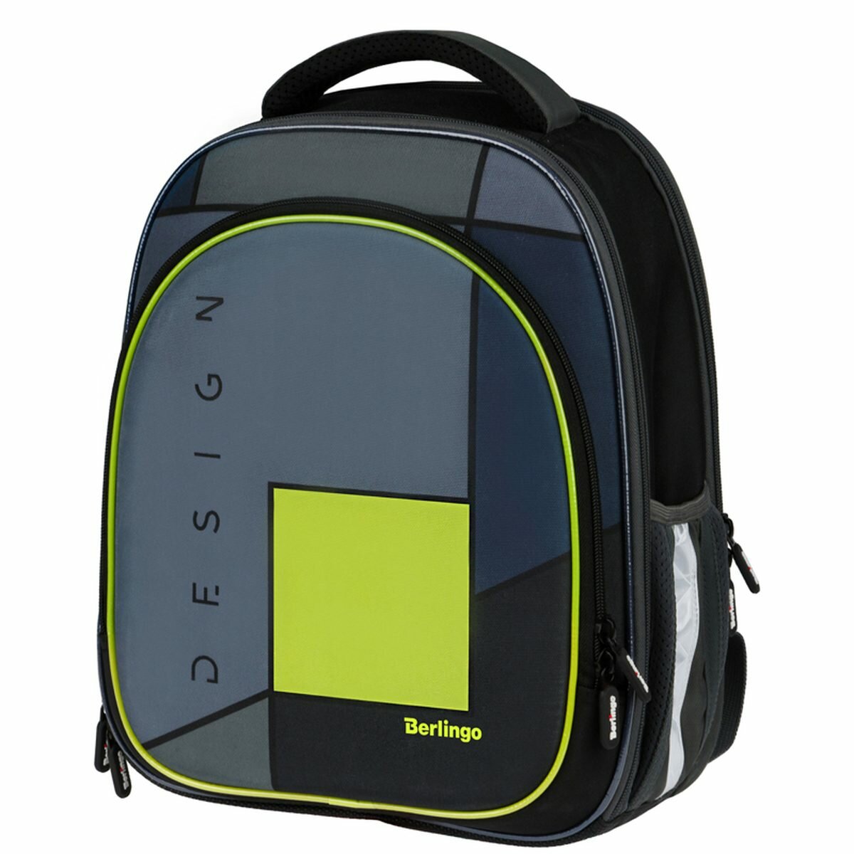 Ранец школьный Berlingo Expert Light облегченный "Green blocks" 38x28x15см, 3 отделения, 2 кармана, анатомическая спинка (RU07223)