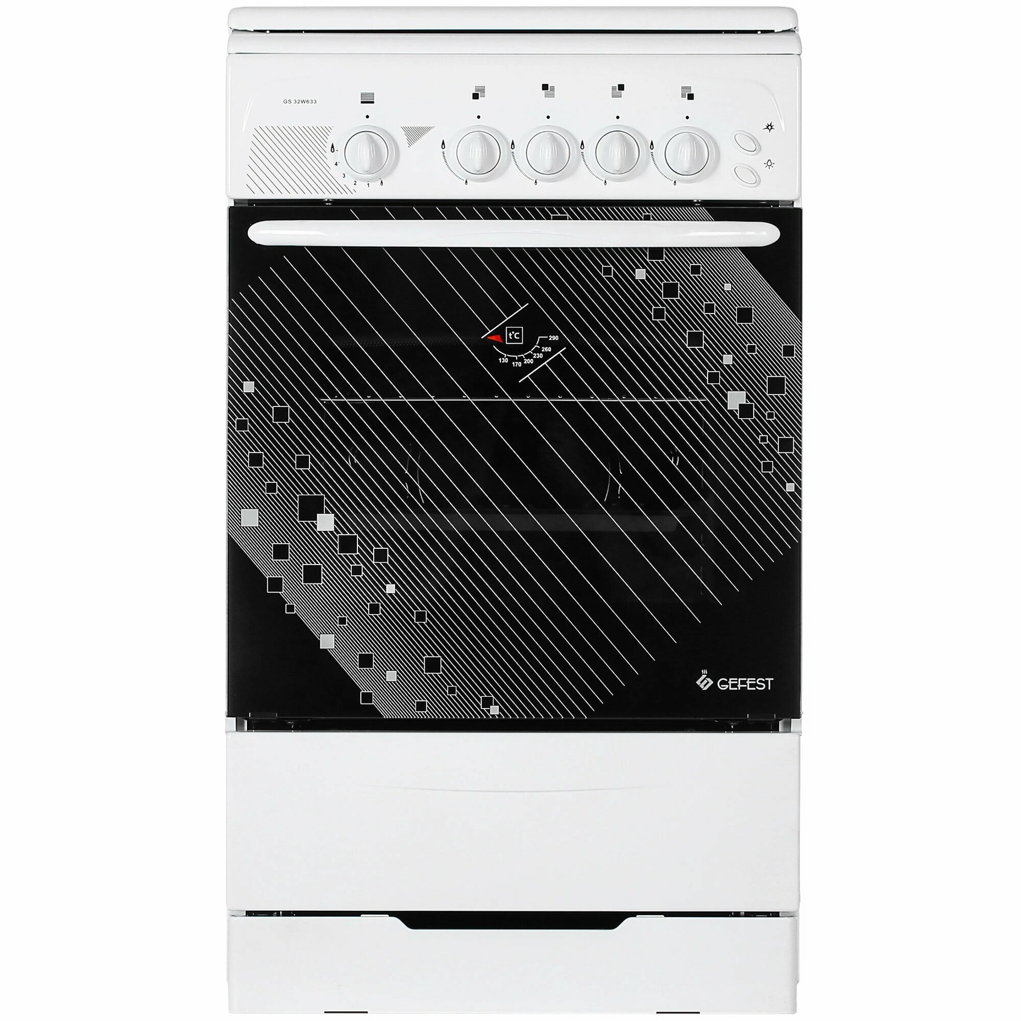 Газовая плита Gefest "GS 32W633", газовая духовка, белый цвет