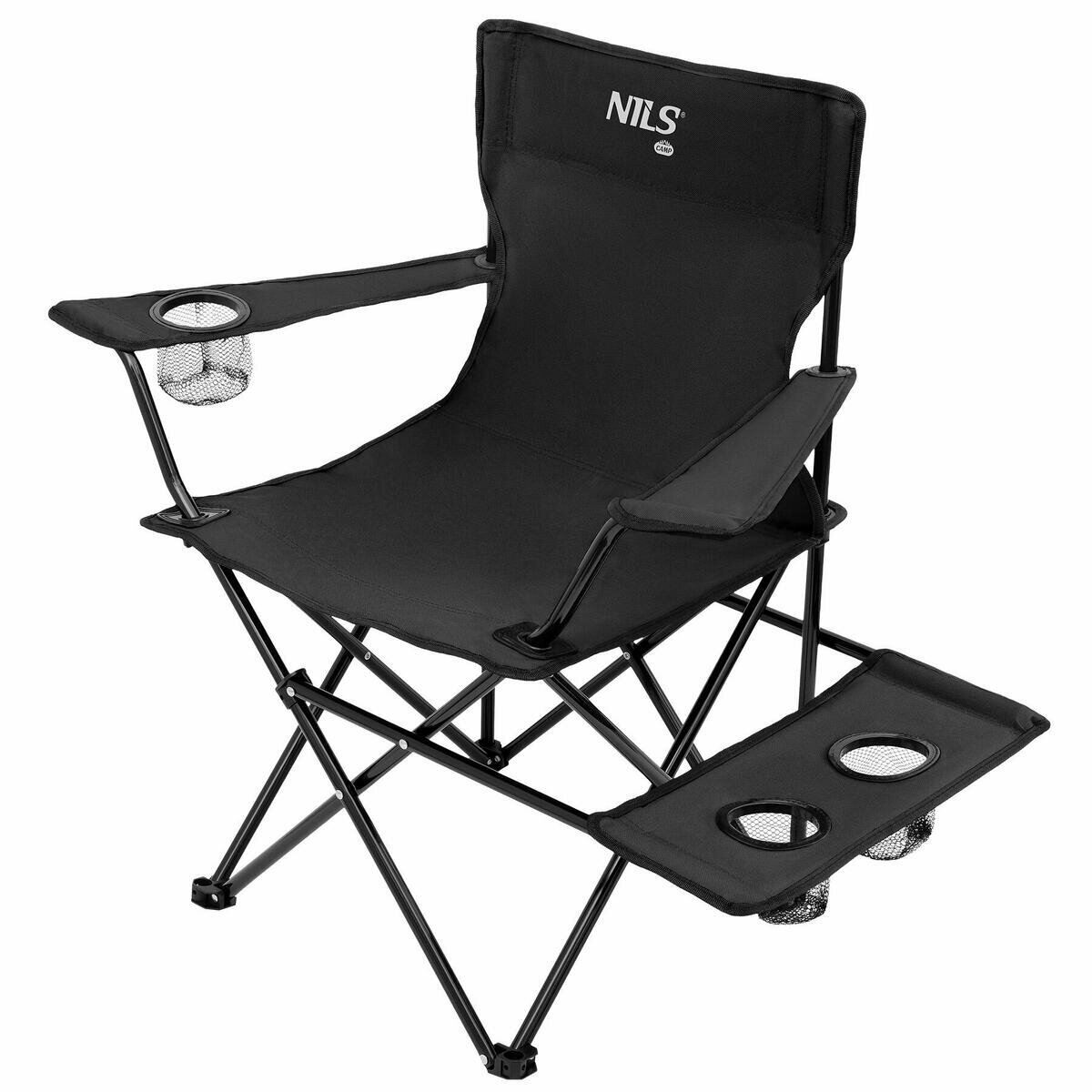 Decathlon Кемпинговый стул Nils Camp NC3301 - со стальным каркасом, макс. нагрузка до 100 кг, складной. Цвет серо-черный