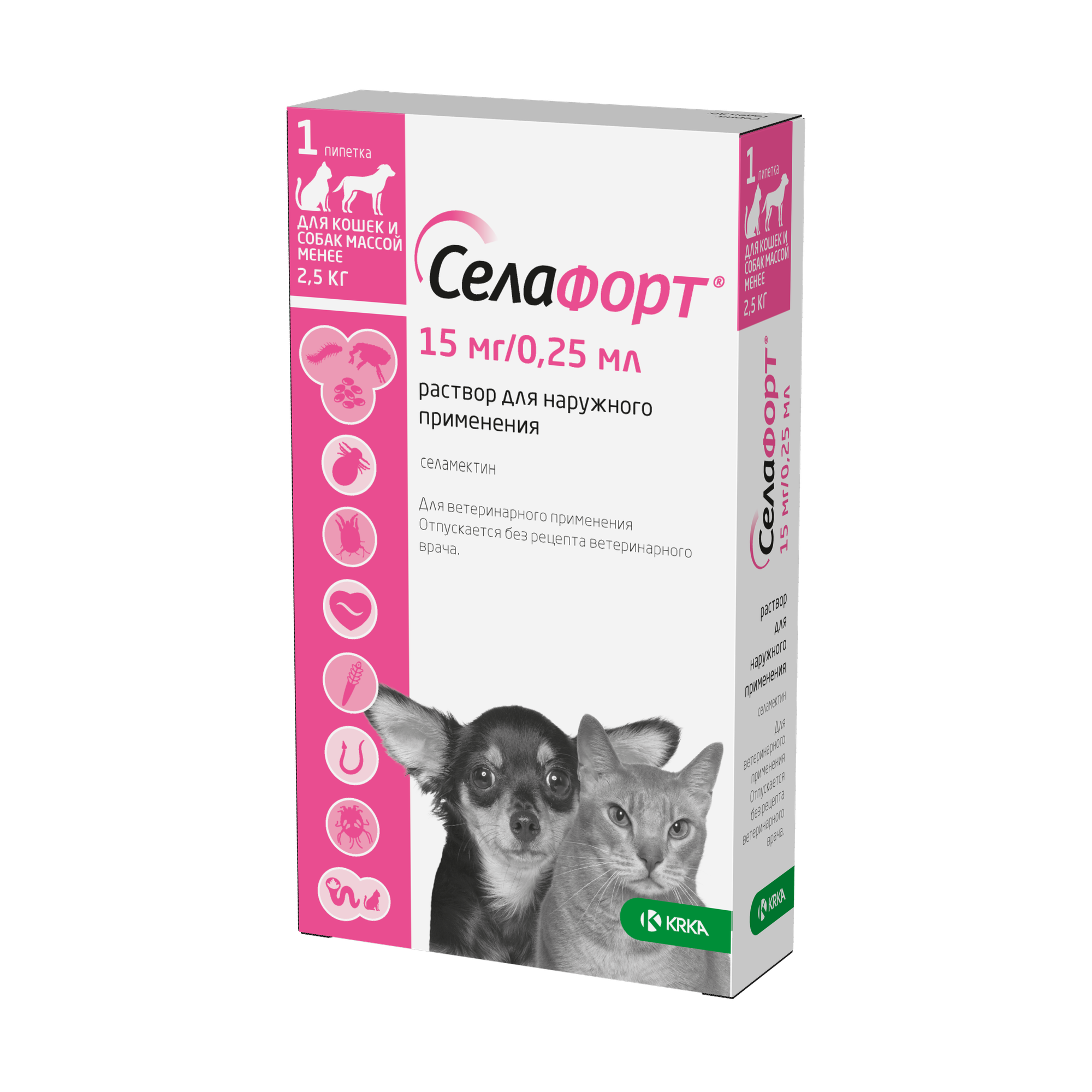 Селафорт капли от блох и клещей для собак и кошек до 2,5 кг