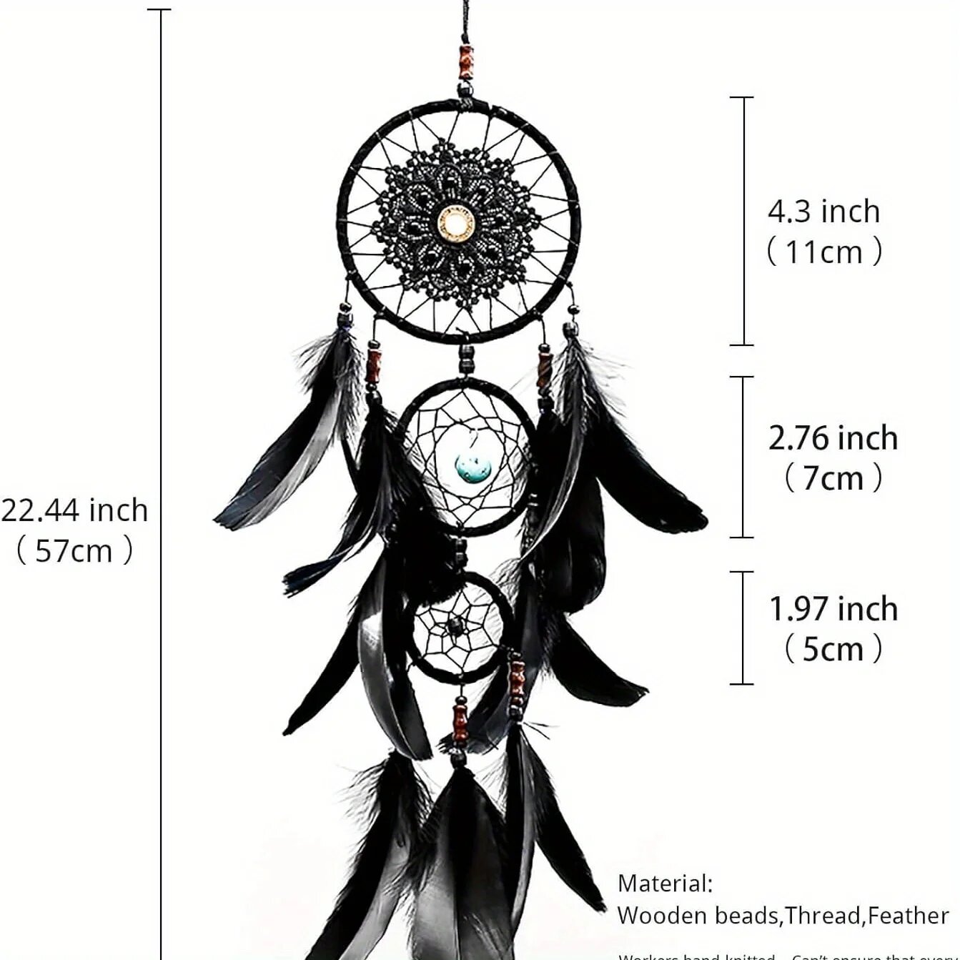 Черный готический ловец снов макраме