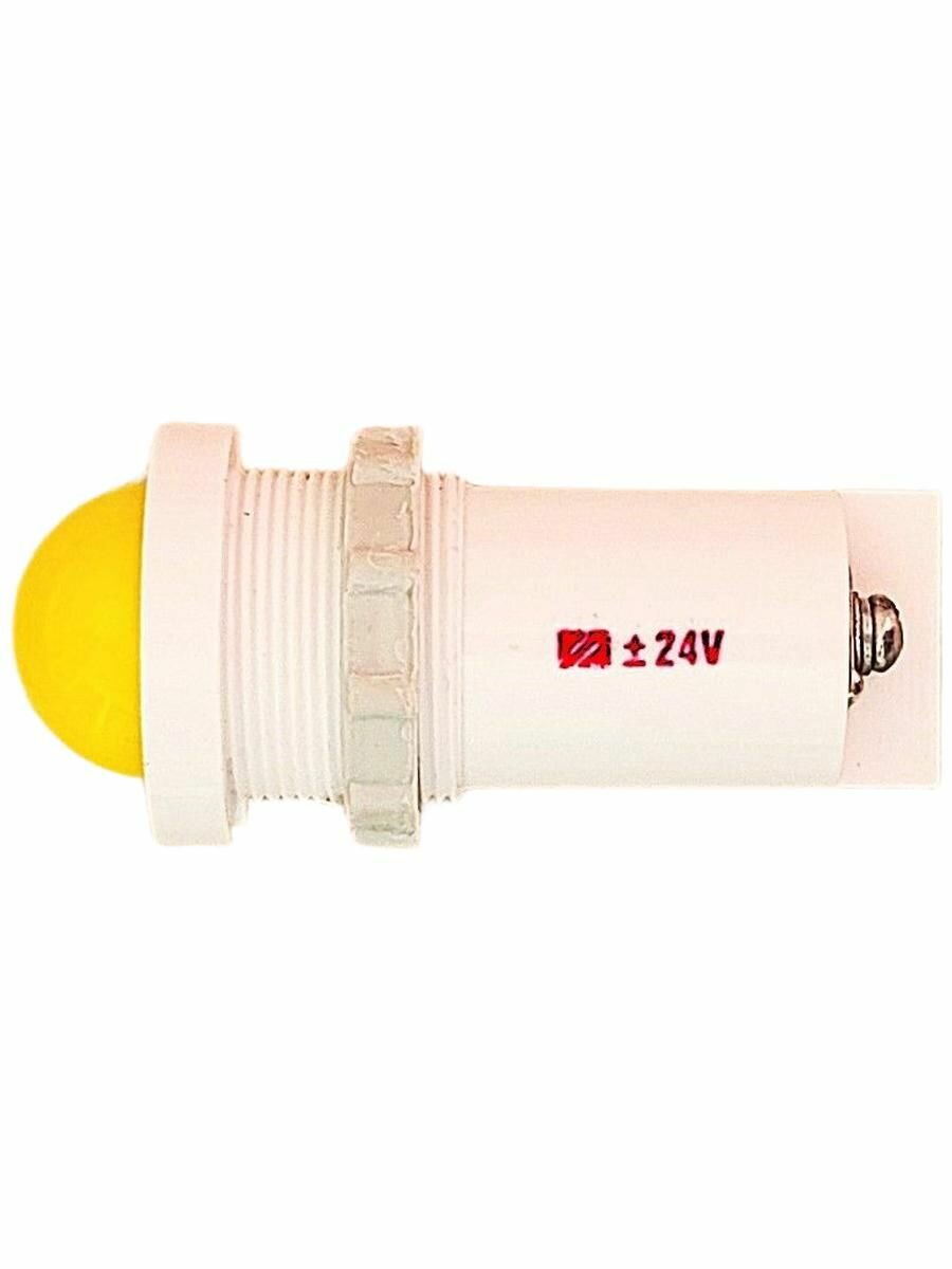 Лампа сигнальная СКЛ14 желтая светодиодная 24В коммутаторная D22мм.
