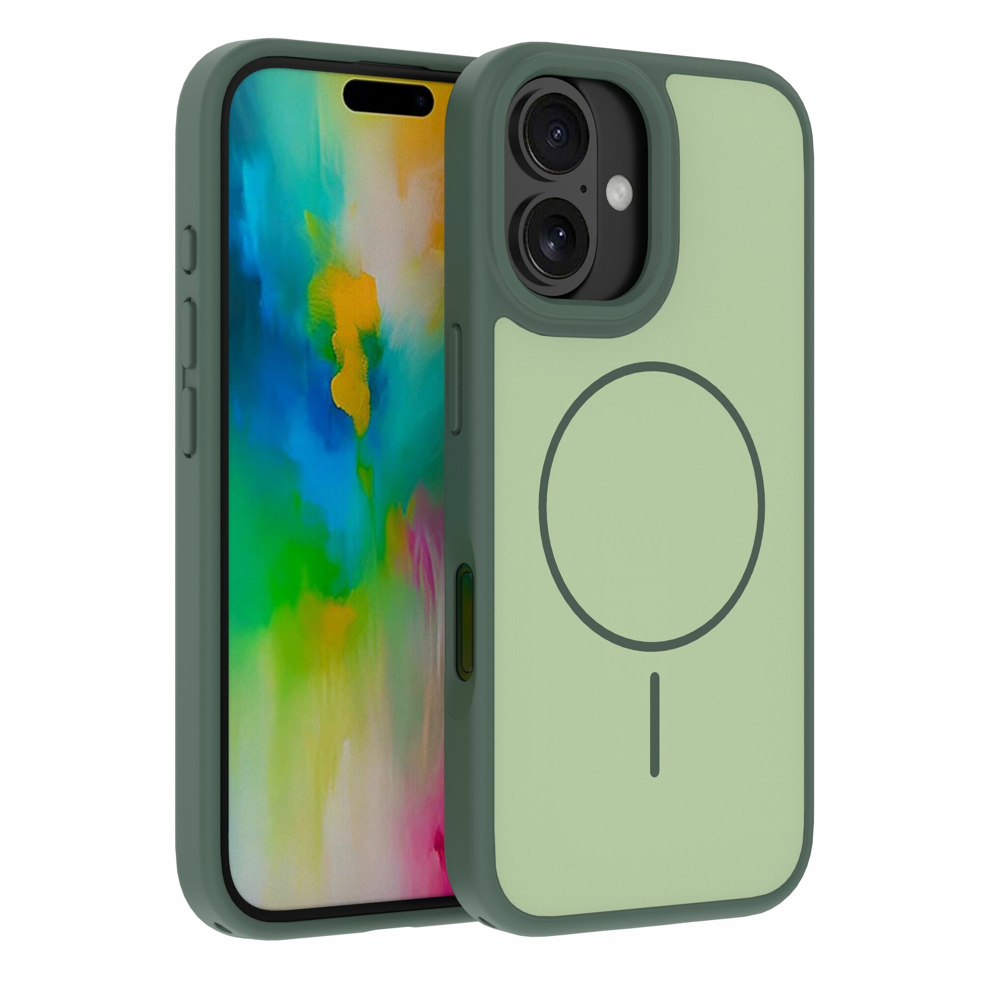 Противоударный чехол Supreme Two-tone Case с поддержкой MagSafe для iPhone 16 зеленый
