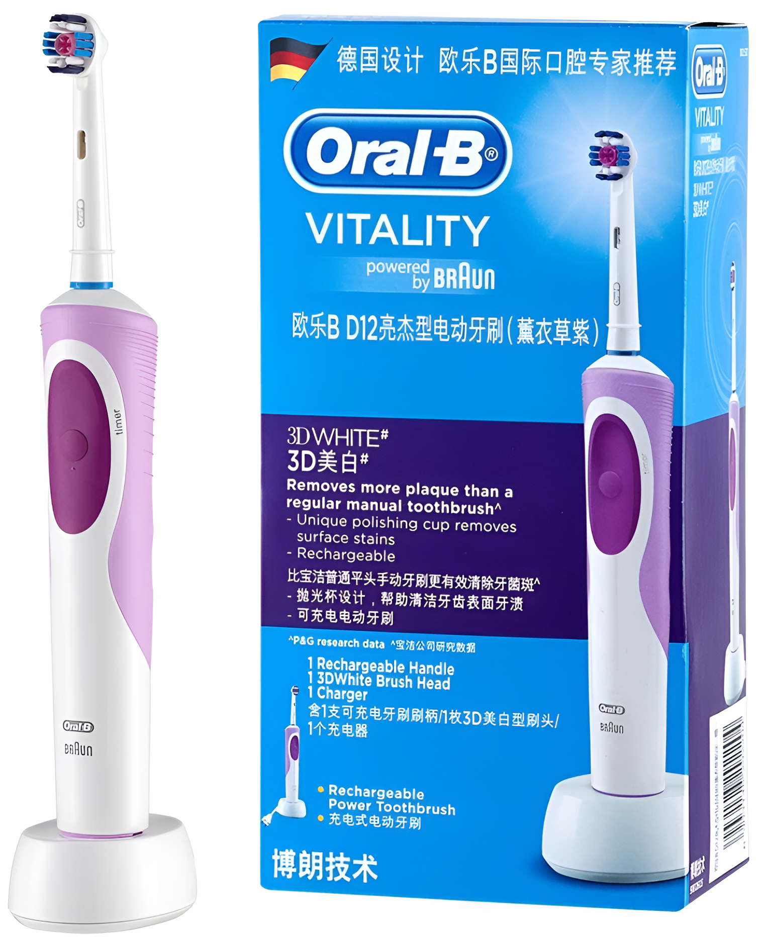 Электрическая зубная щетка Oral-B "Vitality Precision Clean", 2D чистка, фиолетовая