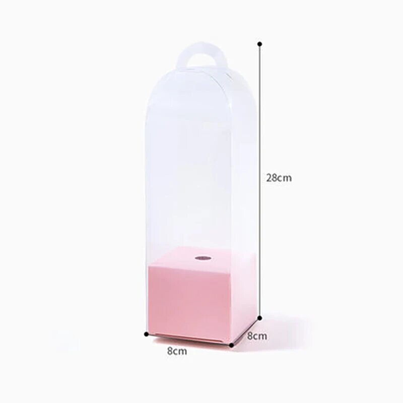 Прозрачные подарочные коробки с розой из ПВХ, набор из 10 штук Розовый, 10pcs