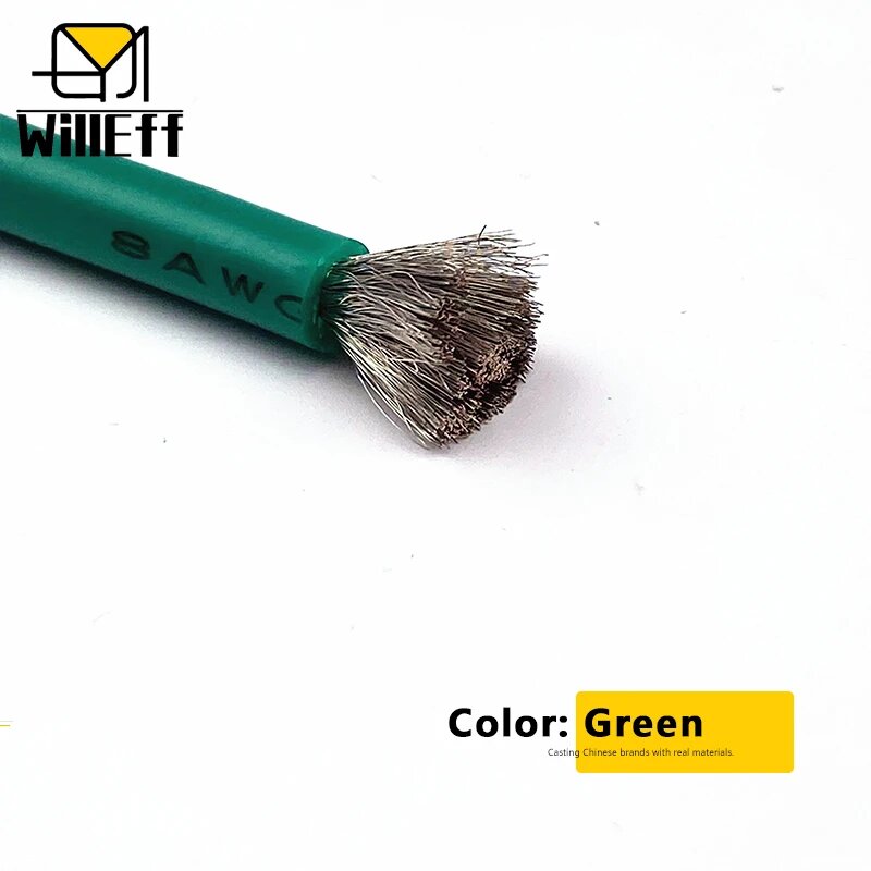Силиконовый кабель провод луженный 8AWG-20AWG красный синий 22 AWG - 1.7mm, Green, 5m