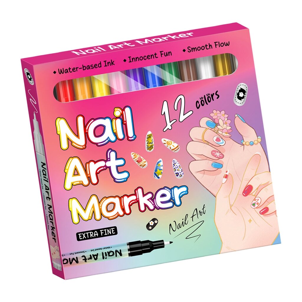 Высокоглянцевая ручка для окрашивания ногтей в насыщенный цвет с устойчивой к смазыванию формулой и тонким наконечником