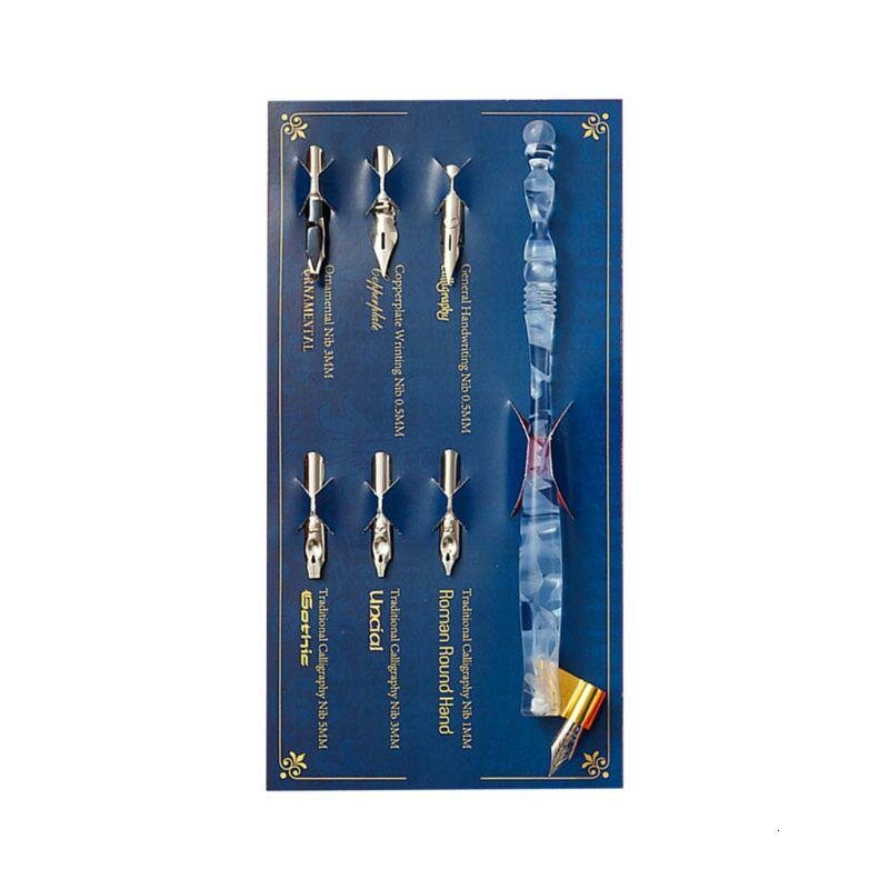 Ретро-держатель для перьевого пера с 6 наконечниками, Розовый