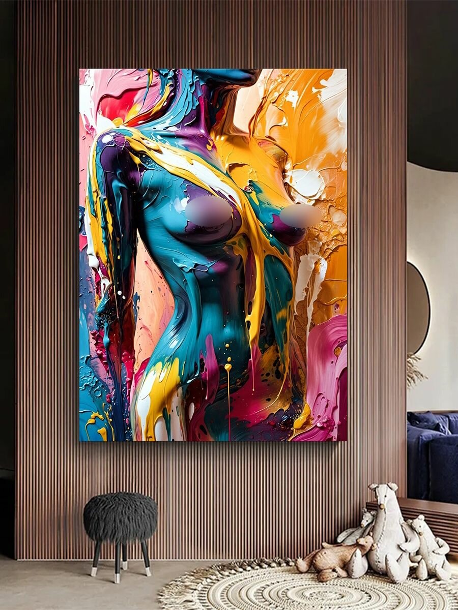 Картина на стену для интерьера - "Сексуальная девушка, голая 18+, масляная живопись, эротический арт" , 30х40 см.