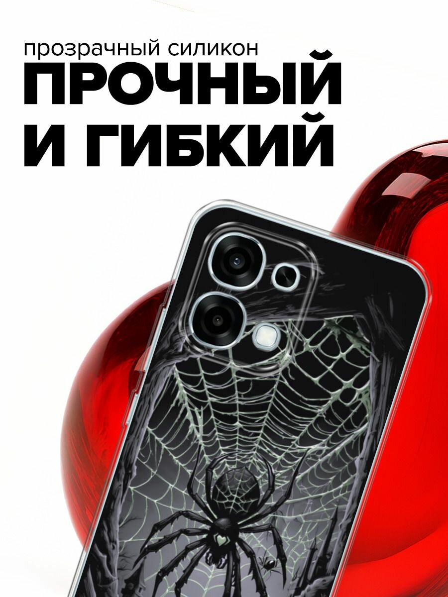 Силиконовый чехол на Oppo A6 Pro / Оппо A6 Про с принтом Темный паук — фото 1