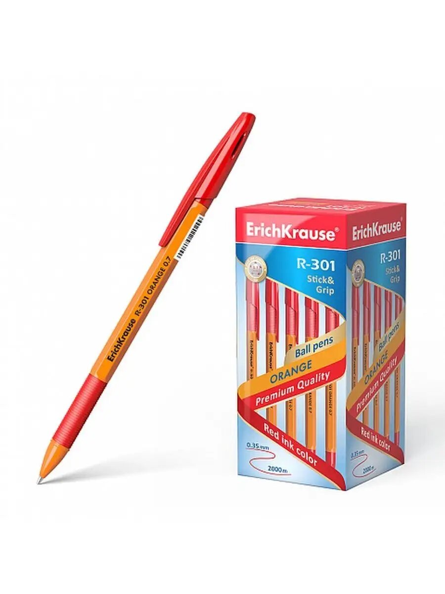 Ручка шариковая. R-301 Orange Stick&Grip 0.7,