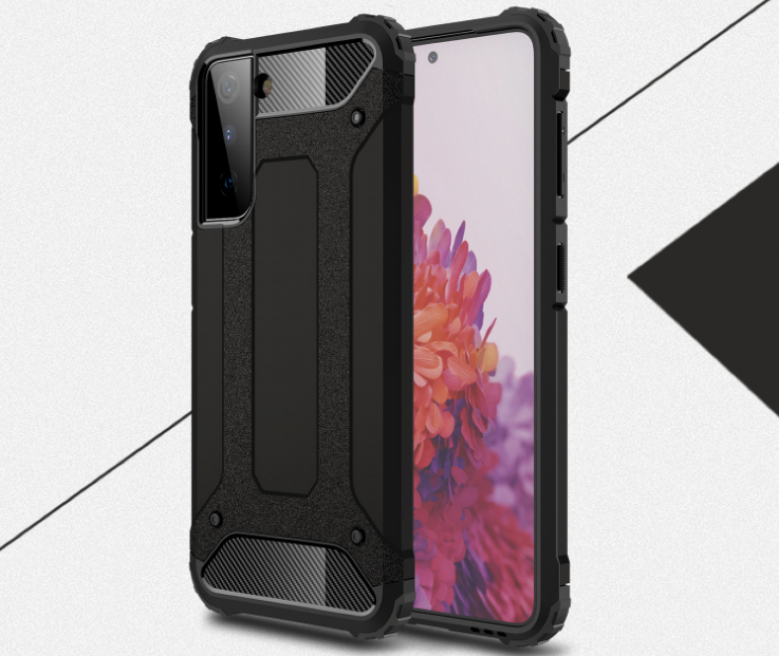 Чехол-бампер MyPads для Samsung Galaxy S21 усиленный противоударный черный