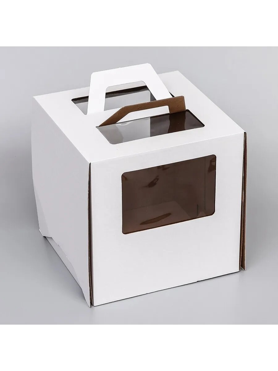 Элегантная коробка для торта с ручками, 28x28 см