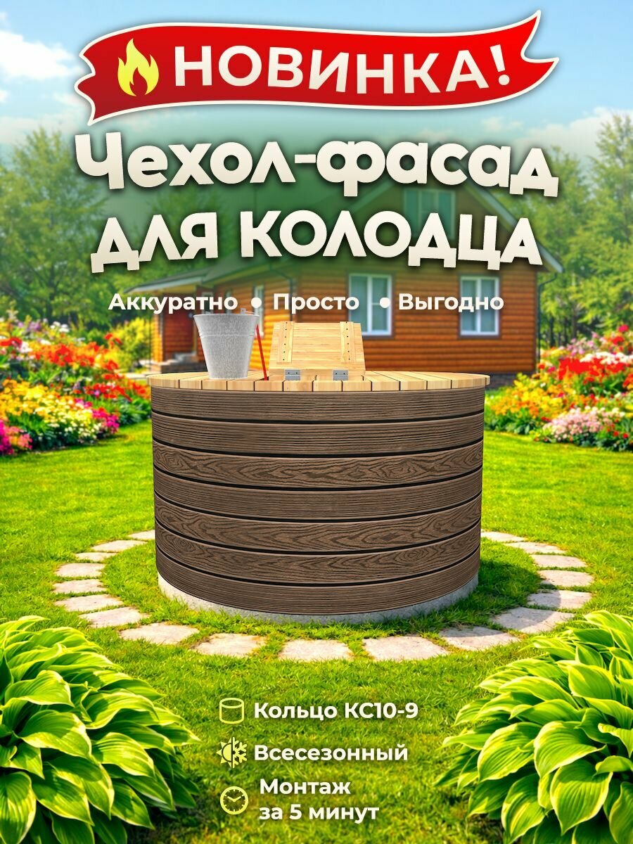 Чехол-фасад для колодца "Террасная доска 1 Е" универсальный